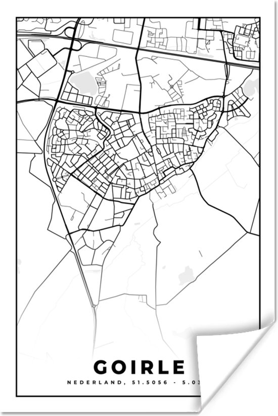 Poster Goirle - Plattegrond - Kaart - Stadskaart - 40x60 cm | bol.com