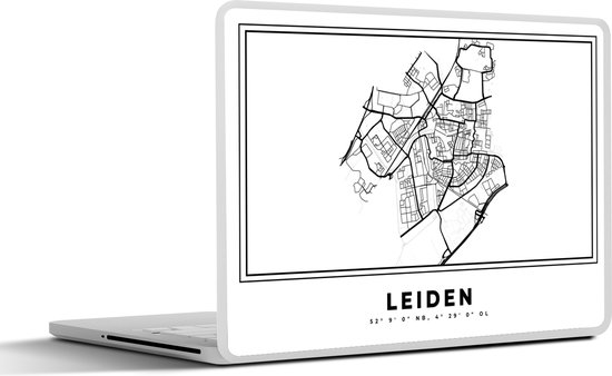 Laptop sticker - 13.3 inch - Stadskaart – Zwart Wit - Kaart – Leiden ...