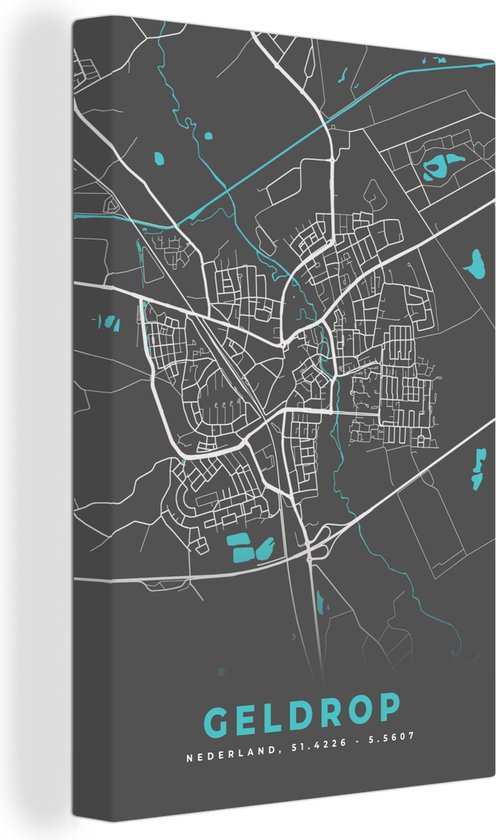 Canvas Schilderij Geldrop - Plattegrond - Kaart - Stadskaart - 90x140 ...