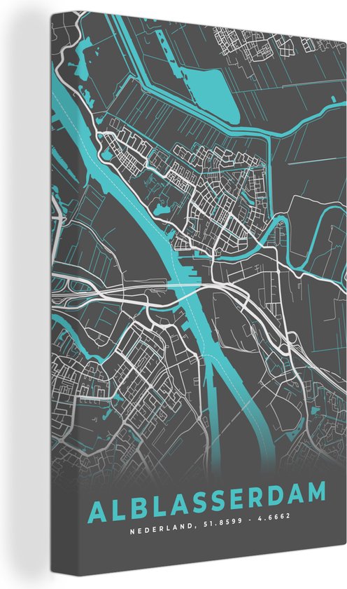 Canvas Schilderij Alblasserdam - Stadskaart - Kaart - Plattegrond ...