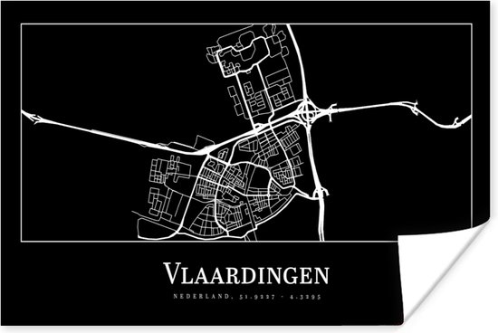 Poster Plattegrond - Vlaardingen - Kaart - Stadskaart - 180x120 cm XXL ...