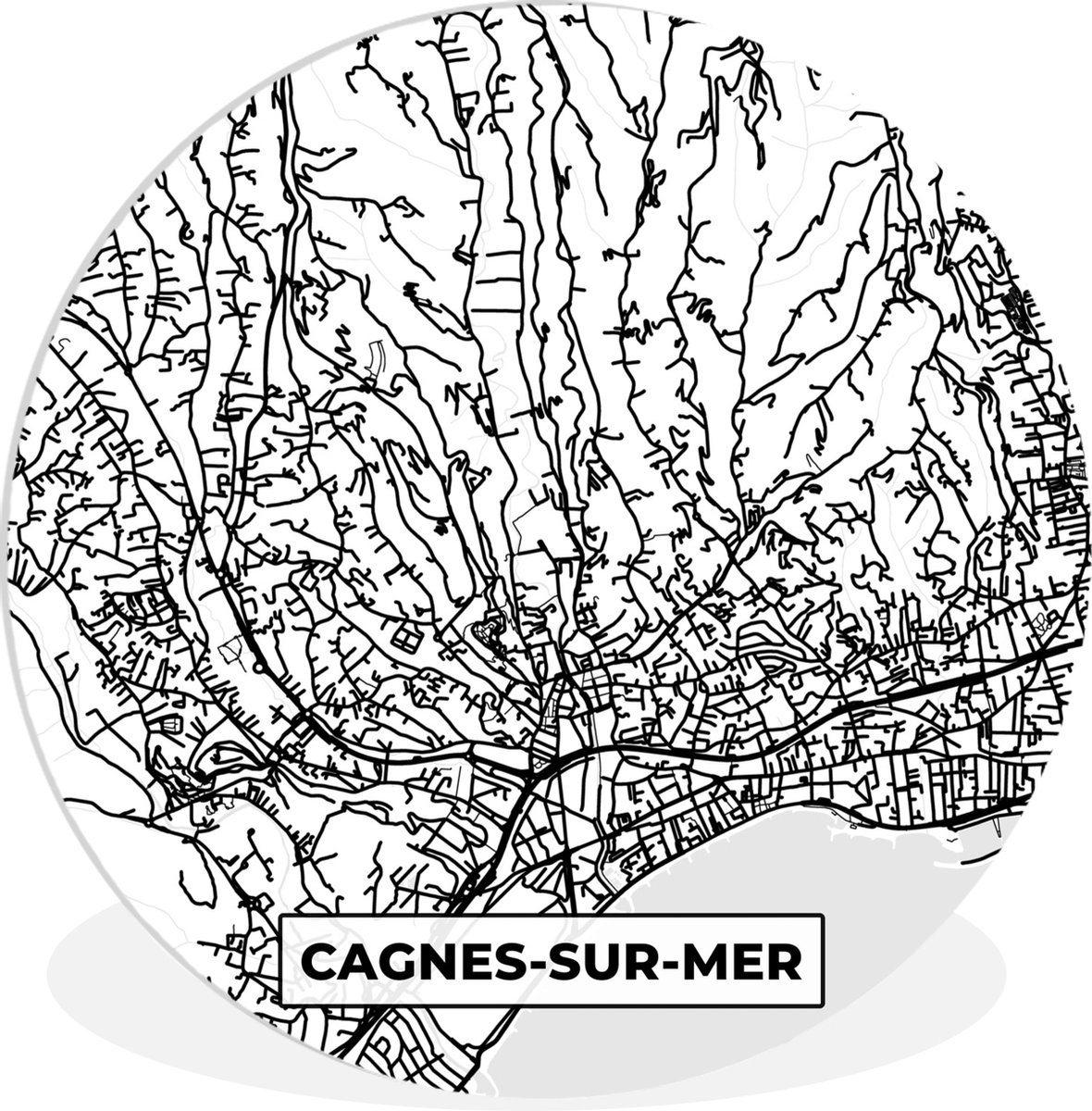 Wall Circle - Wall Circle Indoor - City Map - France - Map - Cagnes-sur ...