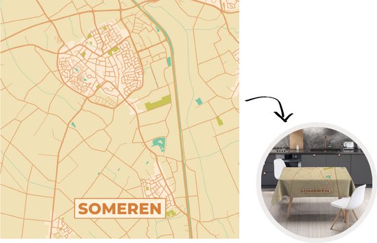 Tafelkleed - Tafellaken - 180x180 cm - Plattegrond - Someren - Vintage ...