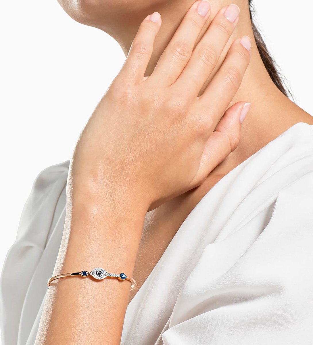 DUO EVIL EYE BANGLE, BLUE, MIXED PLATING | bol