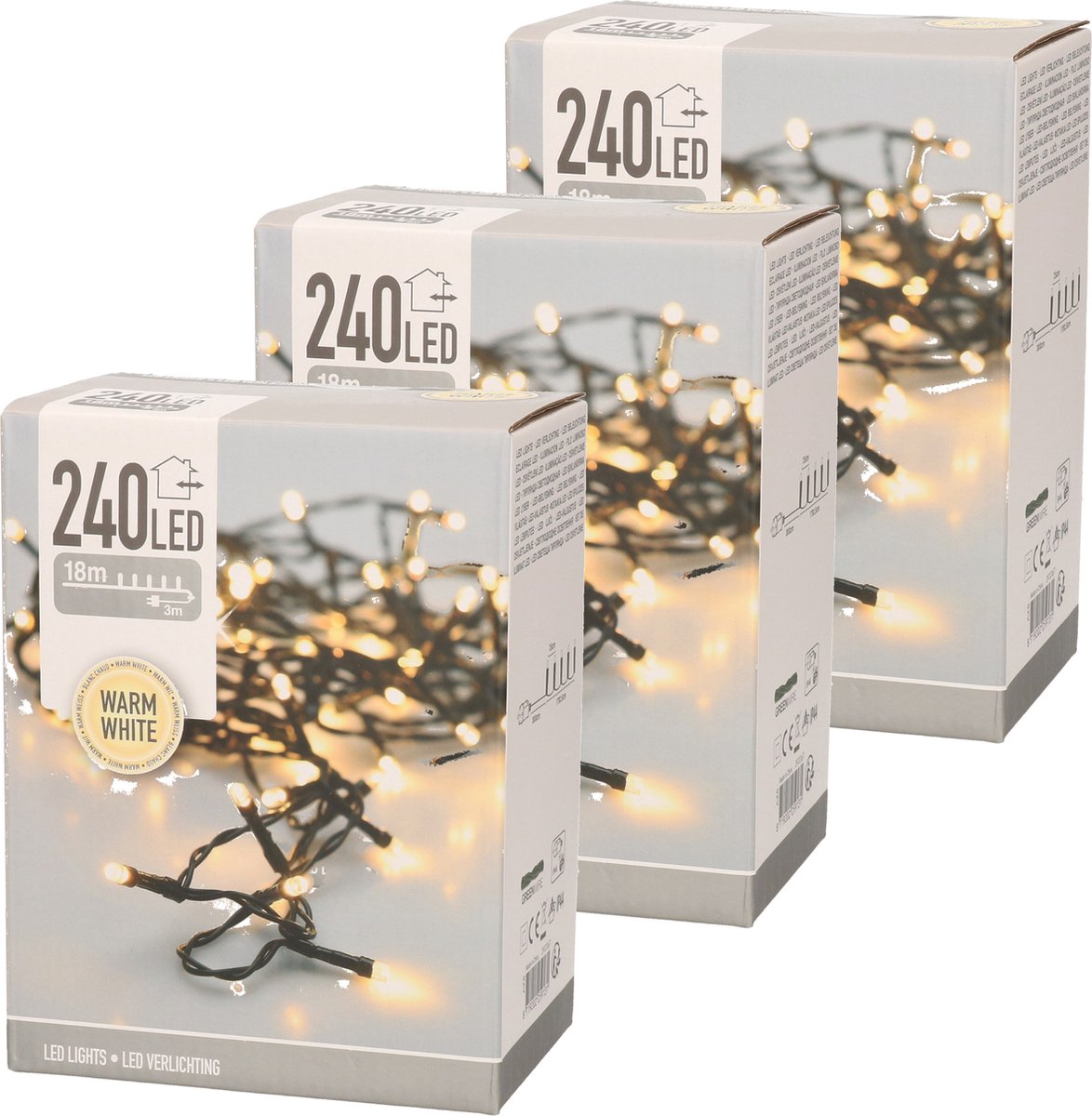 3x Kerstverlichting warm wit buiten 240 lampjes - LED lichtsnoer | bol.com