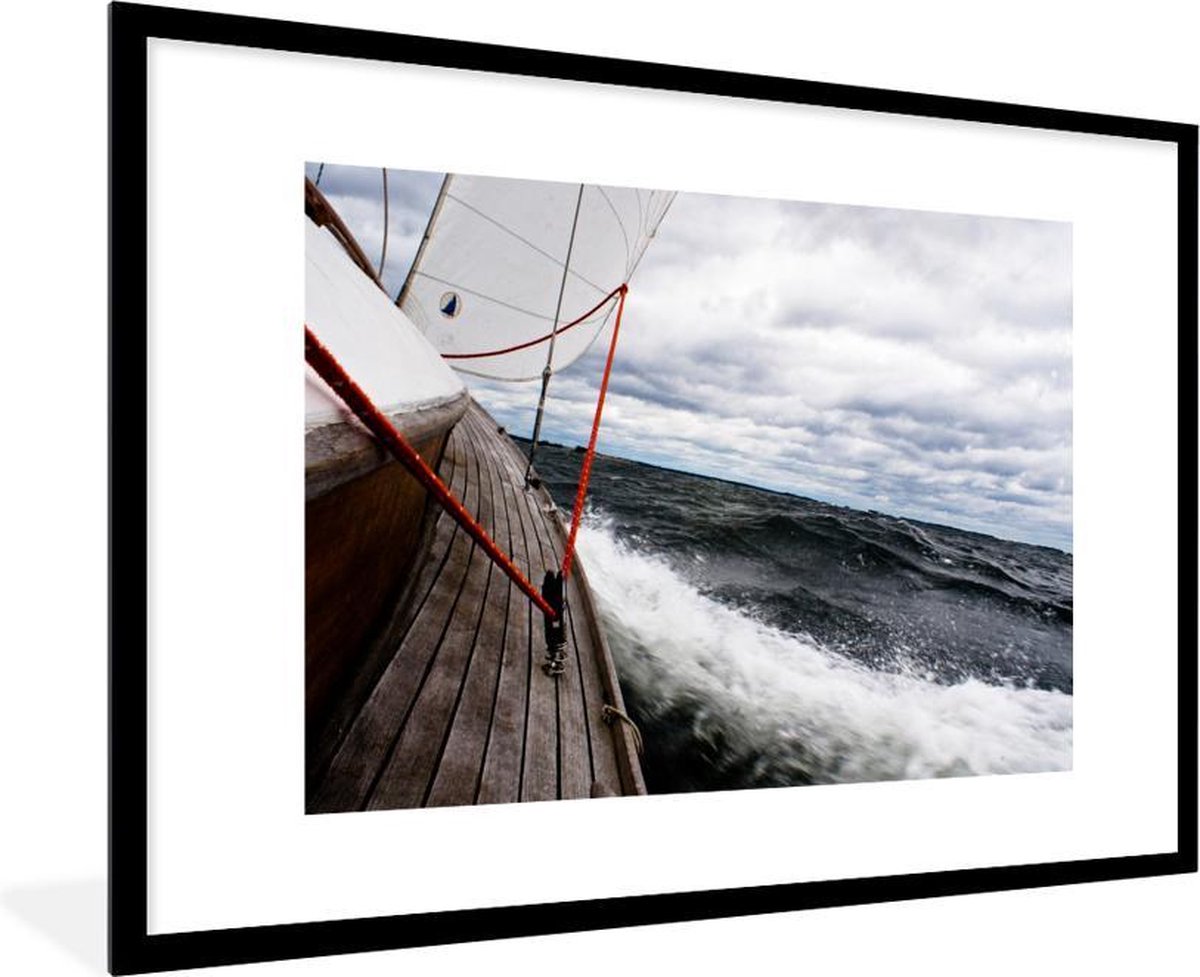 Photo en cadre - Cadre photo en bois voilier en mer 120x80 cm - Affiche ...