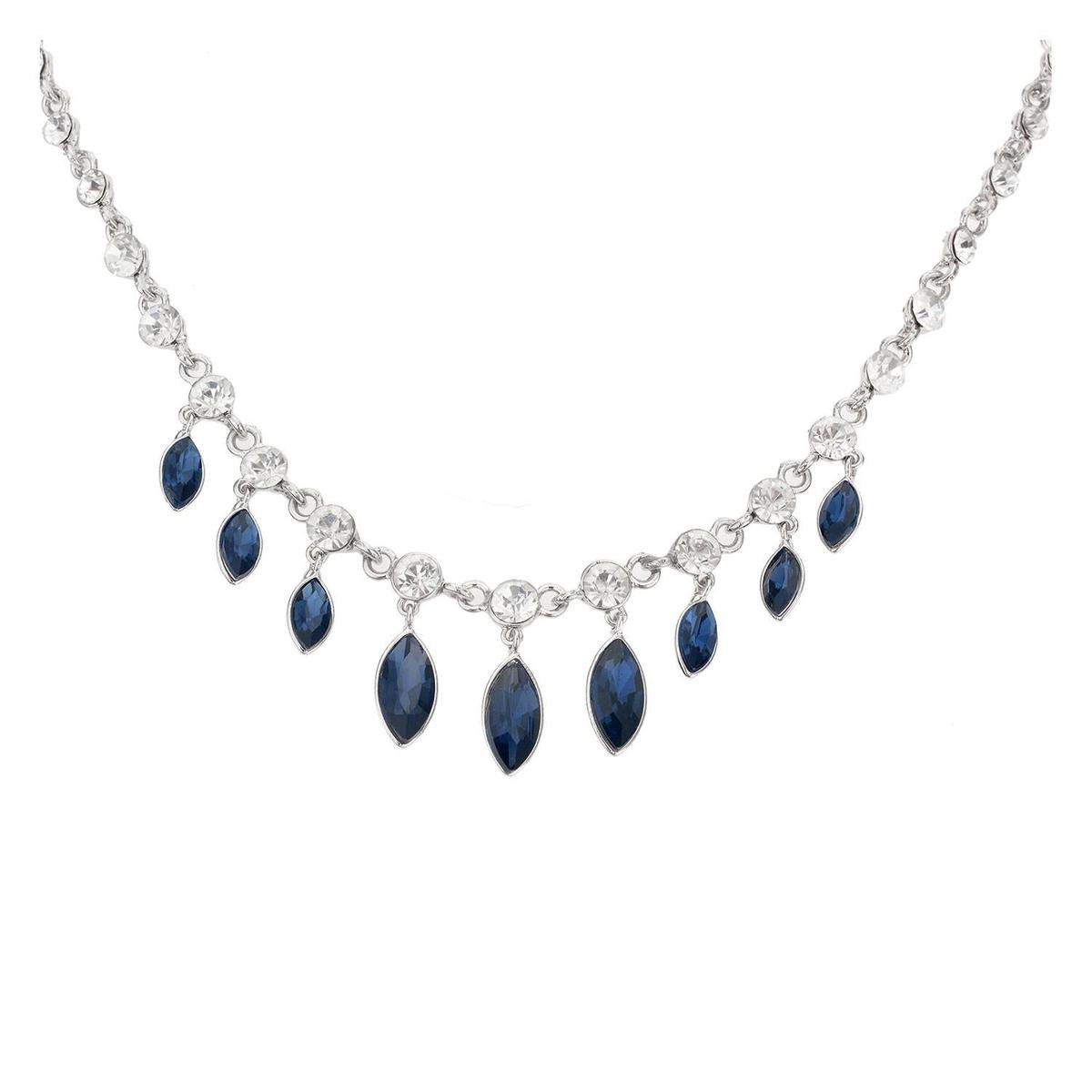 Melady Halsketting Dames Blauw Metaal Glas Rond Druppels Ketting Dames ...