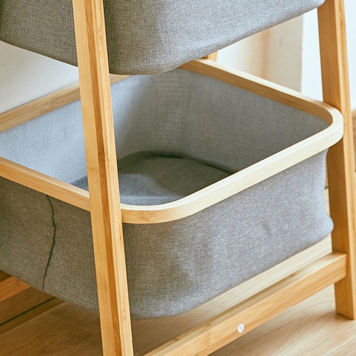 Decopatent® Houten opbergrek met 2 manden - Bamboe - badkamerrek ...