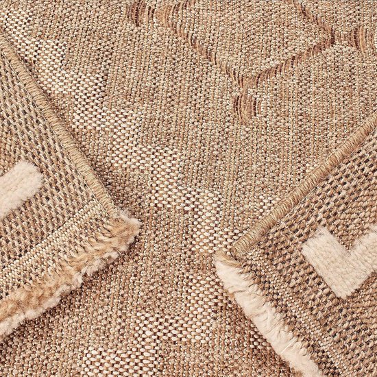Modern gemêleerd jute-look tapijt boho-stijl natuurlijke kleur 60 x 180 ...