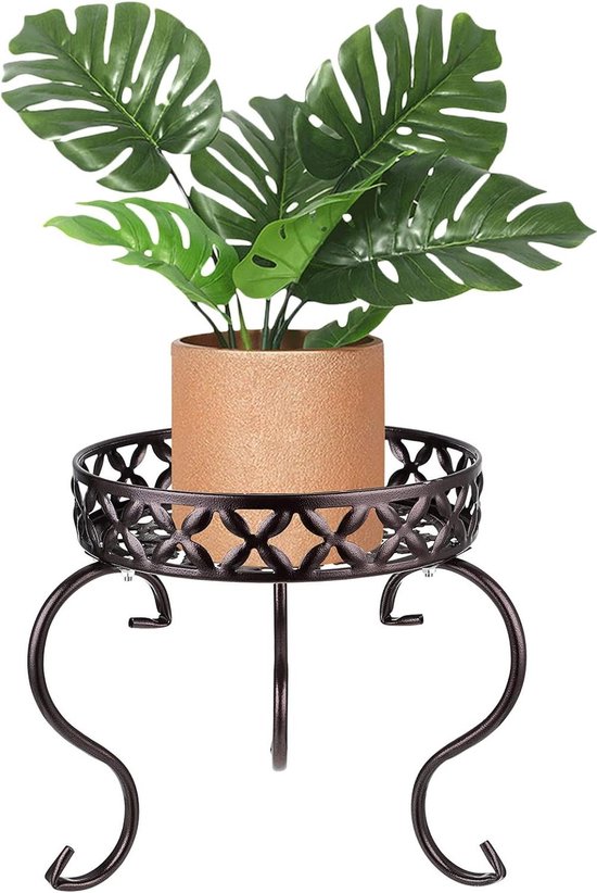 Plantenstandaard bruin - ronde metalen standaard voor bloempotten en ...