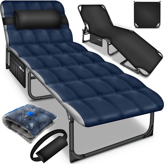 Sens Design Ligstoel - Ligbed - Campingbed - Met draagtas - Navy | bol