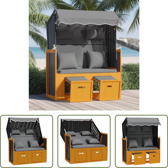 The Living Store Strandstoel Lounger - Poly Rattan - Uitschuifbaar ...