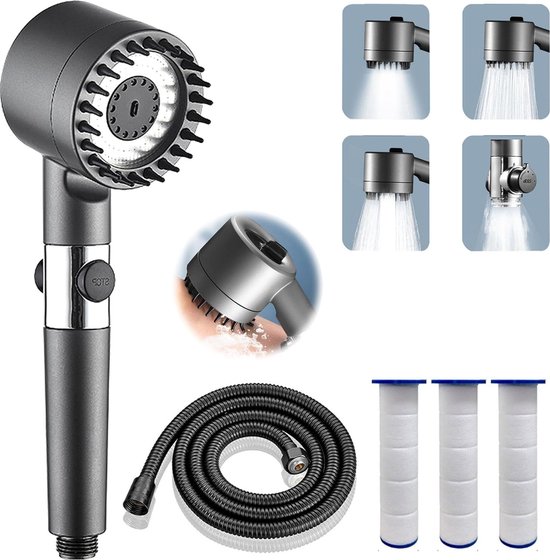 Douchekop, waterbesparend, met slang, 1,5 m, handdouche, spaardouchekop ...