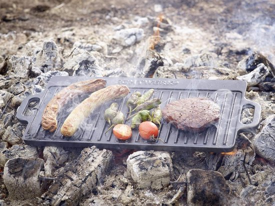 Gietijzeren Grillplaat - 45,5 x 23 x 15 cm - Met Handgrepen - Emaille ...