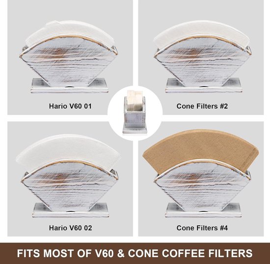 Kaffeefilterhalter Landhausstil Weiß Kiefernholz Filtertütenhalter ...