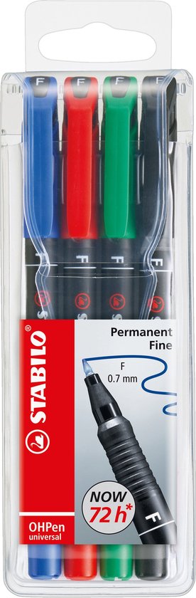 STABILO OHPen universal permanent, 4 Pack permanente marker Zwart ...