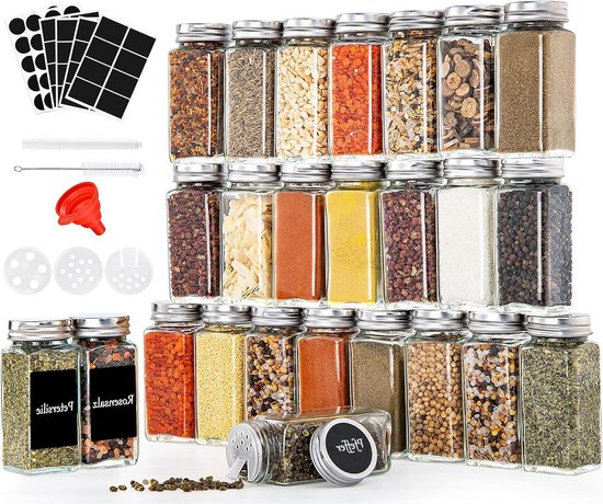 Vierkante Kruidenpotjes met Stickers 25 stuks - Kruidenblikken 120 ml ...