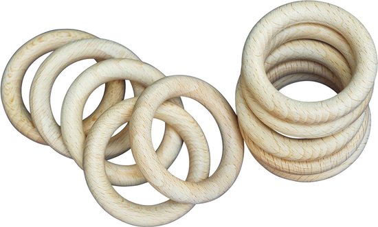 Houten ringen ø 100 mm 6 stuks - Beukenhout - Onbehandeld oppervlak ...