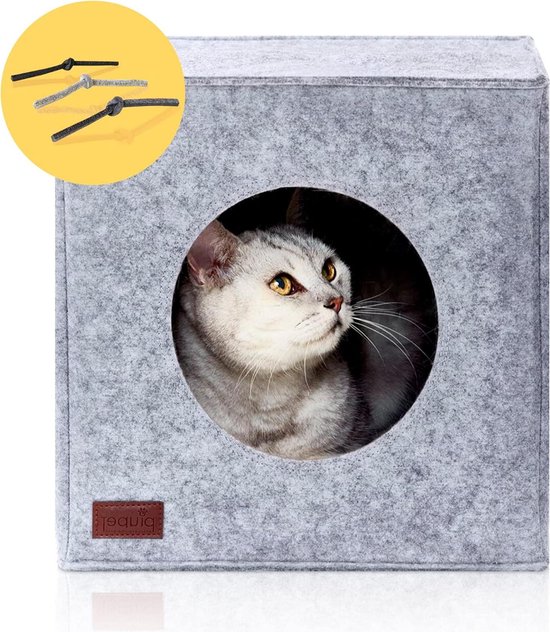 Cat Bed for IKEA Kallax Expedit Shelves - Grey Cozy Cat House with ...