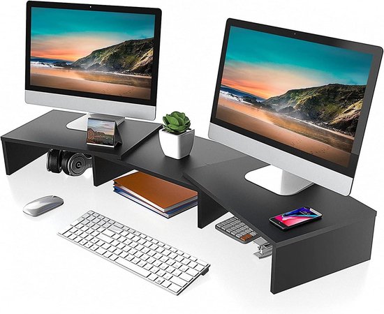 Monitorstandaard Hout - Draaibare PC Laptop Verhoger - Verstelbaar en ...