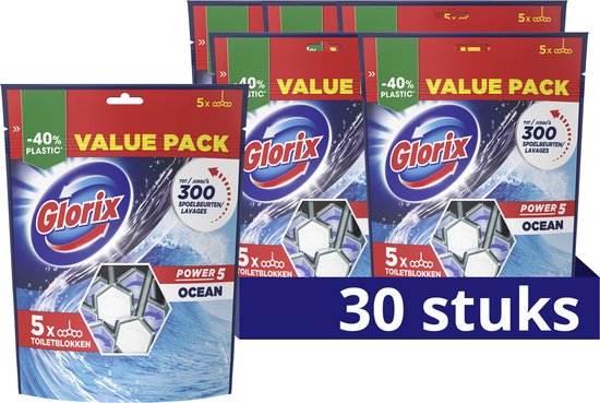 Glorix Power 5 Toiletblok - Ocean - in een hersluitbare en ...