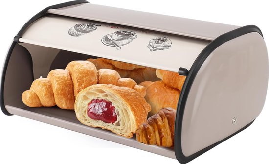 Metaal broodtrommel met roldeksel - voor keukenwerkblad - rustieke ...