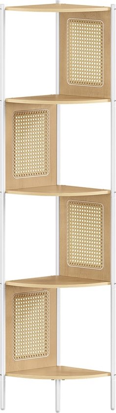 Hoekplank Organizer - Eiken Beige - Staal MDF PP Rotan - Opbergrek ...
