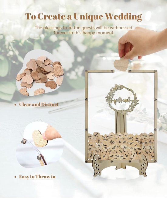 Houten hart gastenboek - alternatief voor bruiloft met 100 harten ...