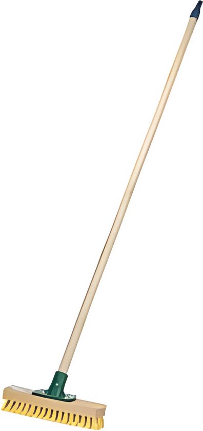 Luiwagen met steel - Schrobbezem van hout - 24 cm | bol