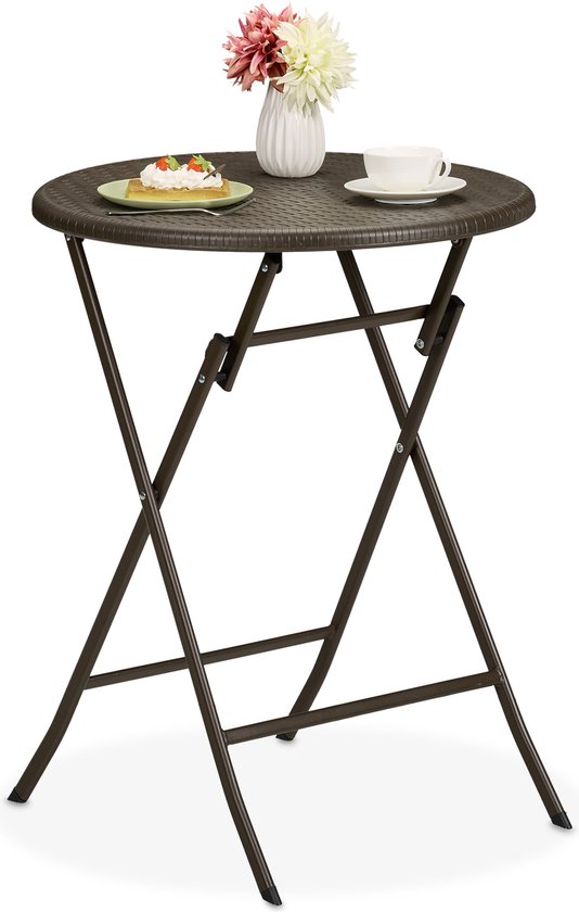 Relaxdays tuintafel - ronde balkontafel - inklapbare buitentafel ...