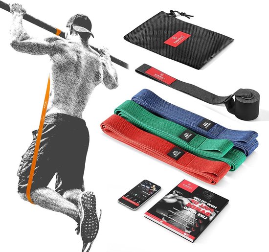 Weerstandsband Elastiek band Fitness + Trainingsgids - Latex Optrek ...