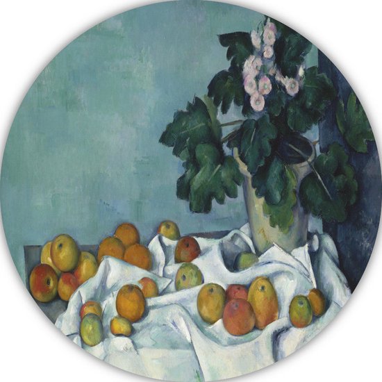 Stilleven met appels en een pot sleutelbloemen - Paul Cézanne muurcirkel - Fruit... | bol