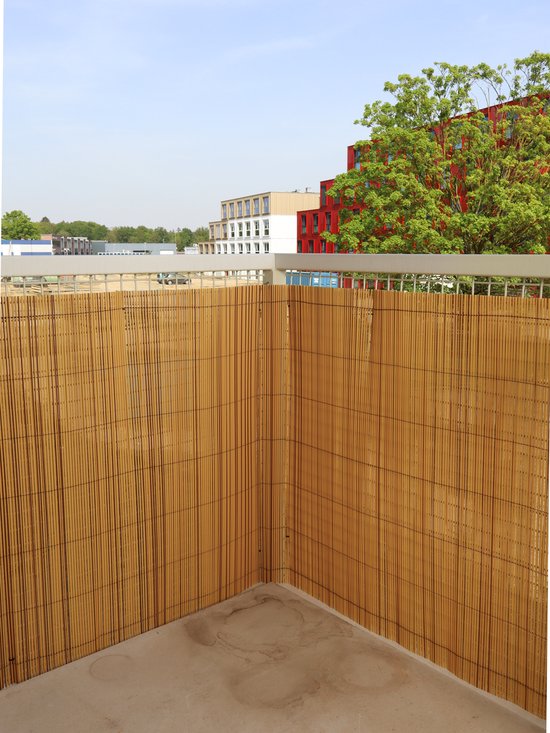 Kunst Rieten Balkonscherm Deluxe | Naturel - 100cm x 300cm - kunststof ...