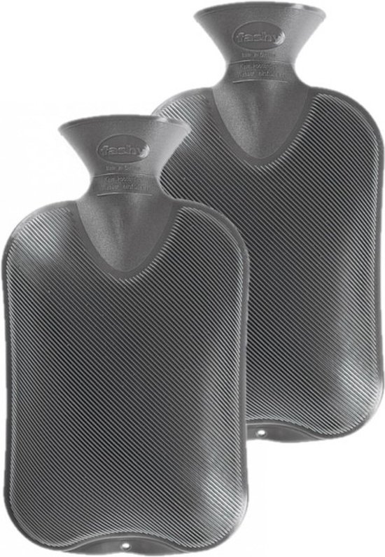 Warmwaterkruik - 2x stuks - grijs - 2 liter - kunststof - heet water ...