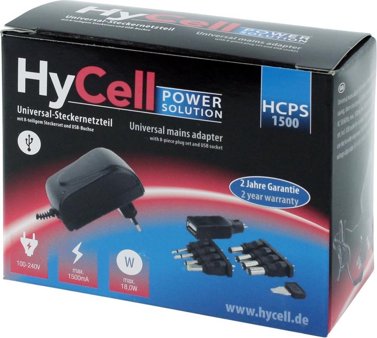HyCell Oplader HCPS 18.0 1500 mA zwart 1201-0008 | bol.com