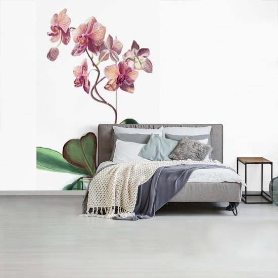 Behang - Fotobehang een roze orchidee - Breedte 190 cm x hoogte 300 cm ...