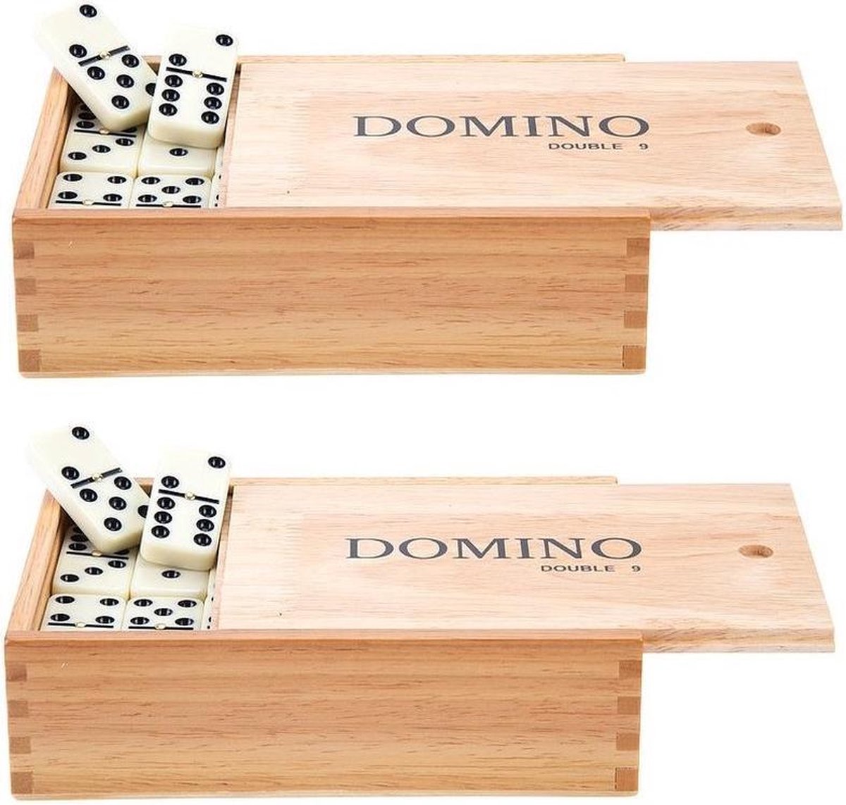 Domino spel dubbel 9/double 9 in houten doos en 110x stenen ...