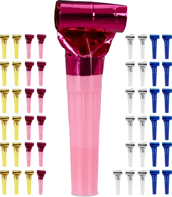 Relaxdays roltongen feest toeter - feesttoeters - 50 stuks - roltoeters ...