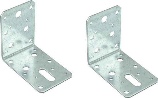 4x Hoekankers / stoelhoeken staal verzinkt - 9 x 9 cm - slobgat 30 x 11 ...