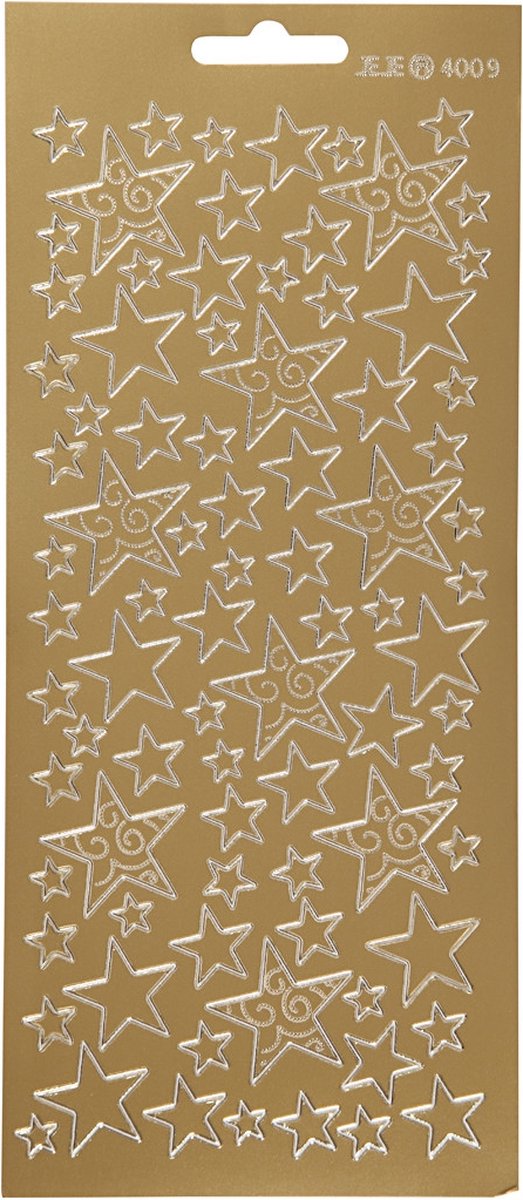 Stickers, sterren, 10x23 cm, goud, 1 vel | bol