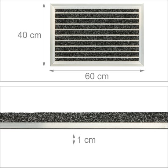 Relaxdays deurmat aluminium - schoonloopmat 60x40cm - metalen ...