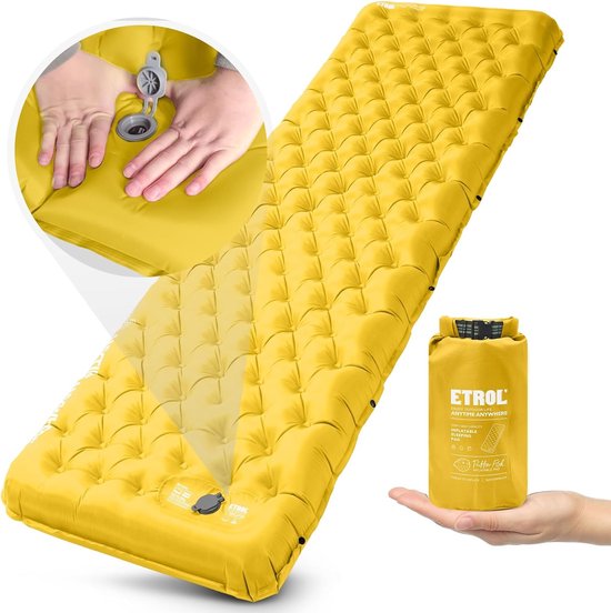 Camping isomat - 2-in-1 opblaasbare campingpads met kussen (197 x 66 cm ...