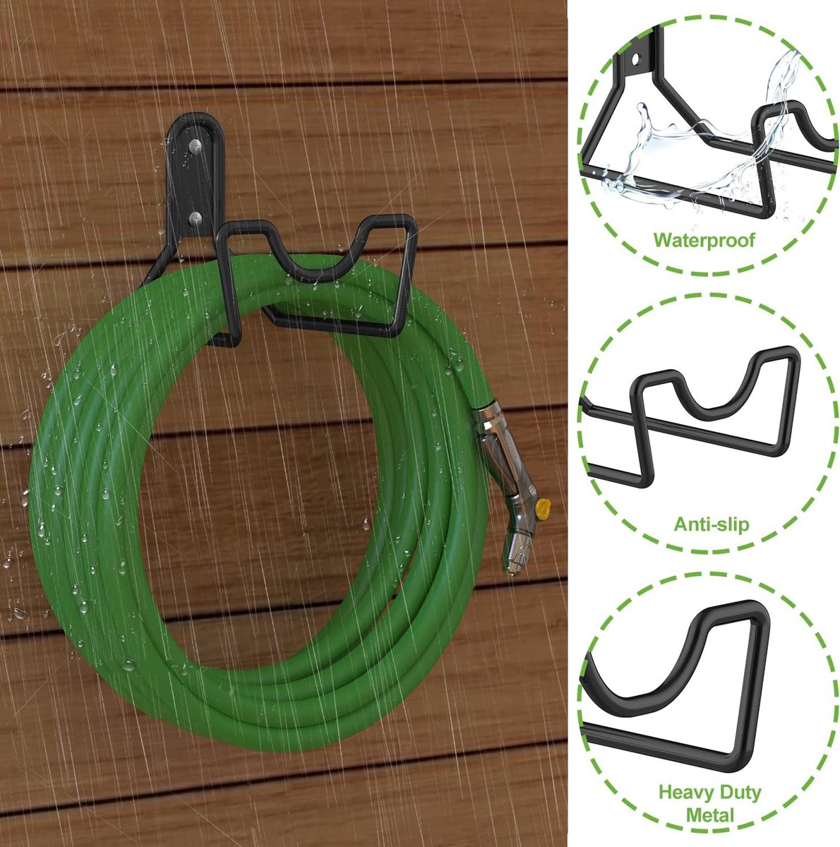 Slanghouder van metaal, tuinslanghouder wandmontage voor tuinslang ...