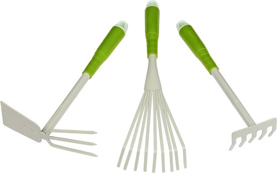 Bloemenhark van staal met 5 tanden voor tuinverzorging, kleine hark ...