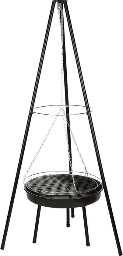 BBQ Driepoot met vuurschaal - incl. grillrooster - zwart - Ø52 cm | bol