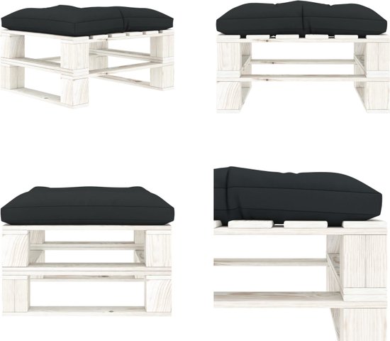 vidaXL Tuinpoef met antracietkleurig kussen pallet hout - Poef - Poefs ...