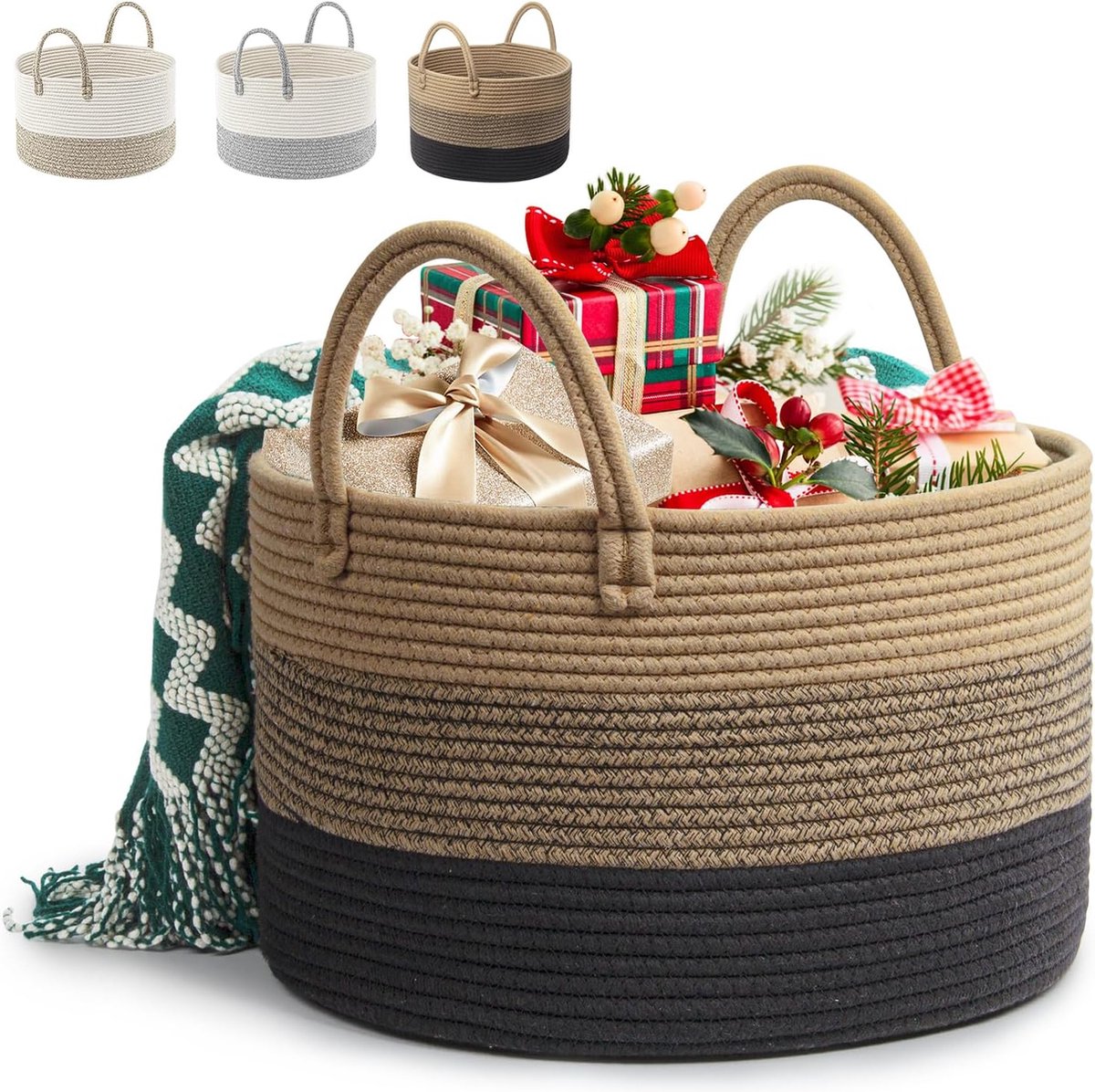 Grote Wasmand Katoenen Touw 32L Deken Opbergmand D40 x H25 CM Geweven ...