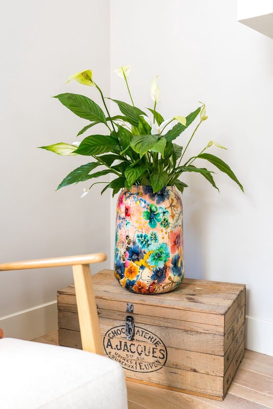 TS Collection Bloempot - Voor binnen met unieke print - Metaal & Epoxy ...