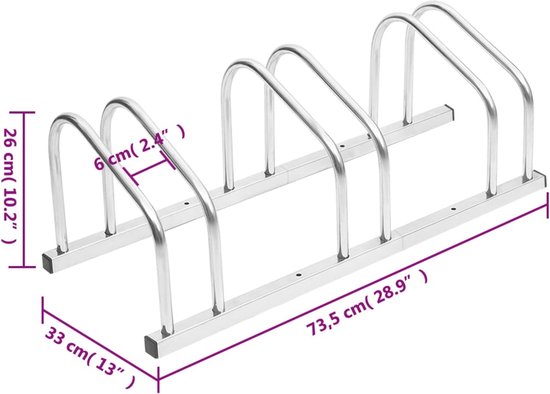 vidaXL Fietsenrek voor 3 fietsen gegalvaniseerd staal - Fietsenrek ...