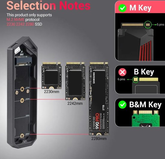 Unionsine M.2 Ssd Behuizing Nvme 10Gbps Pcie Ssd Box Voor Nvme Pcie Ssd ...